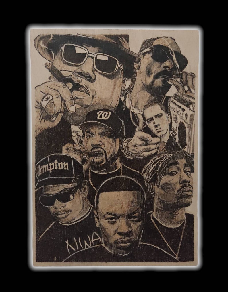 Hip Hop Icons - Art on Wood / Pyrography / Wood Burning - Etsy