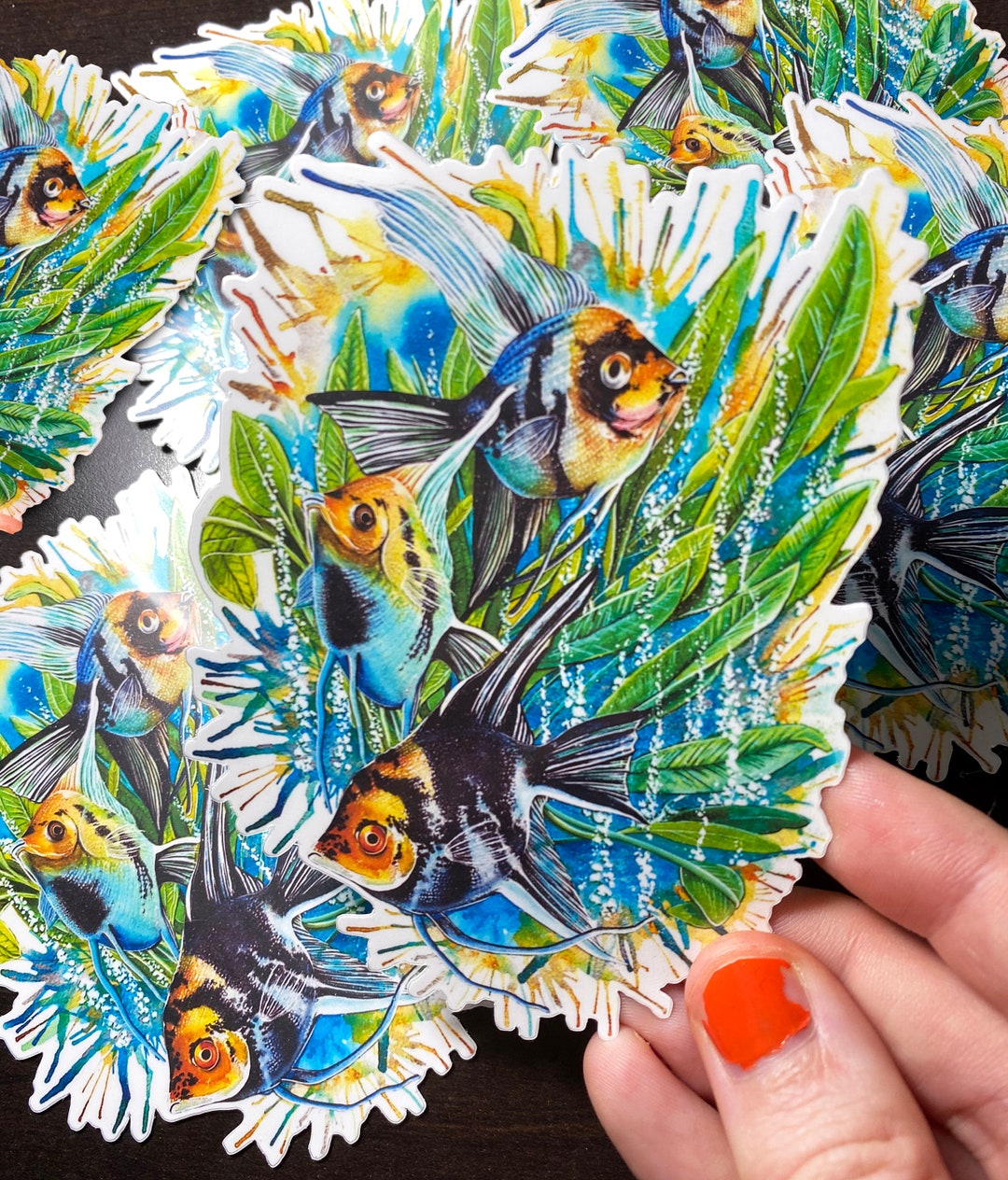 Jumbo Marble Koi Angelfish Vinyl Sticker - Etsy UK