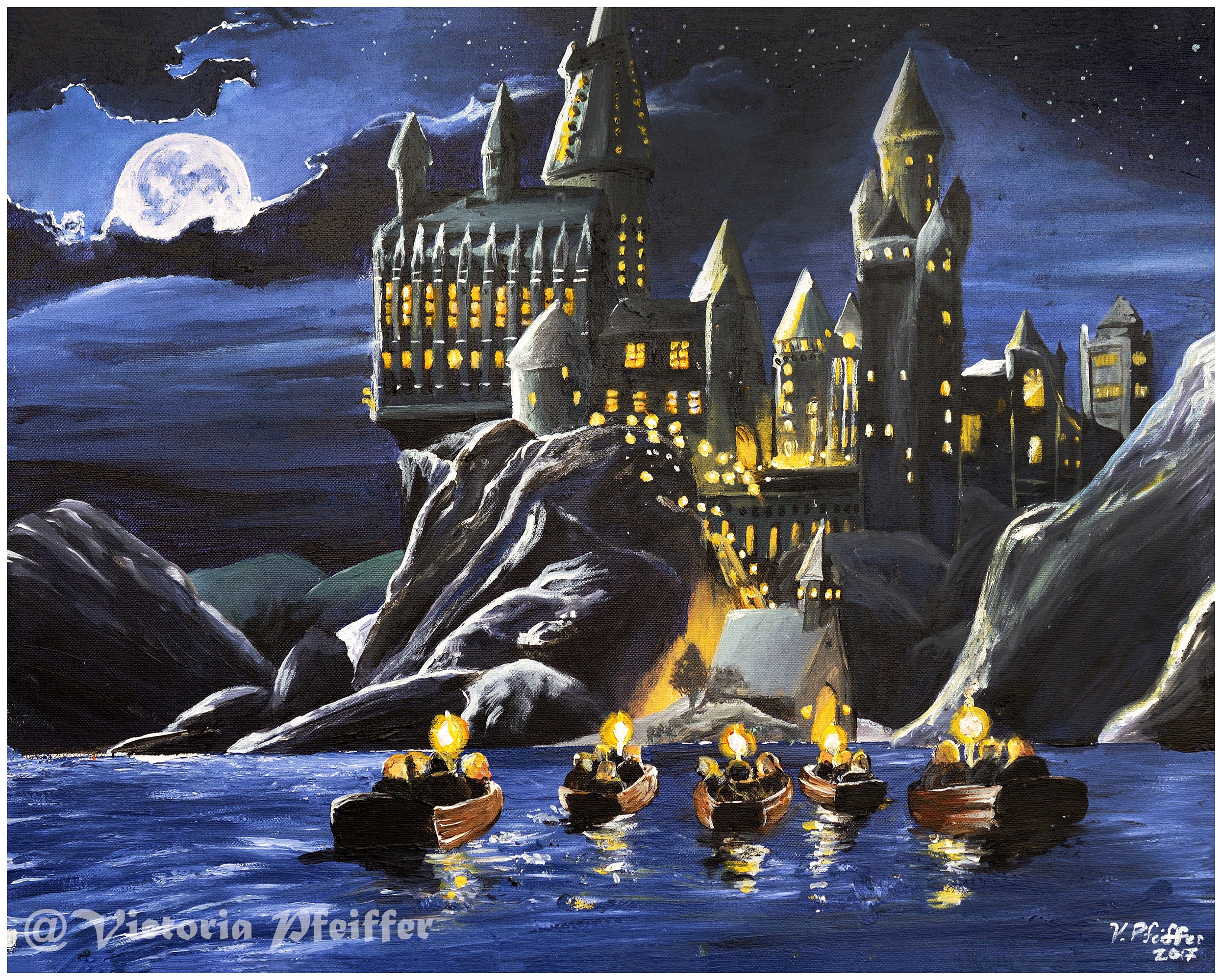 Hogwarts Original Acrylic Painting Art Print | Etsy Hogwarts Original Acrylic Painting Art Print | Etsy