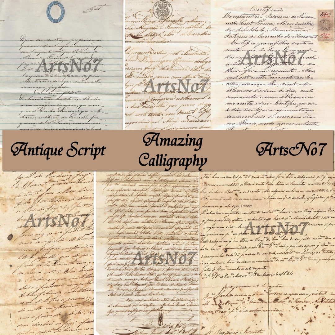 Antique Letters Script Digital Paper Printable 6 Pages - Etsy