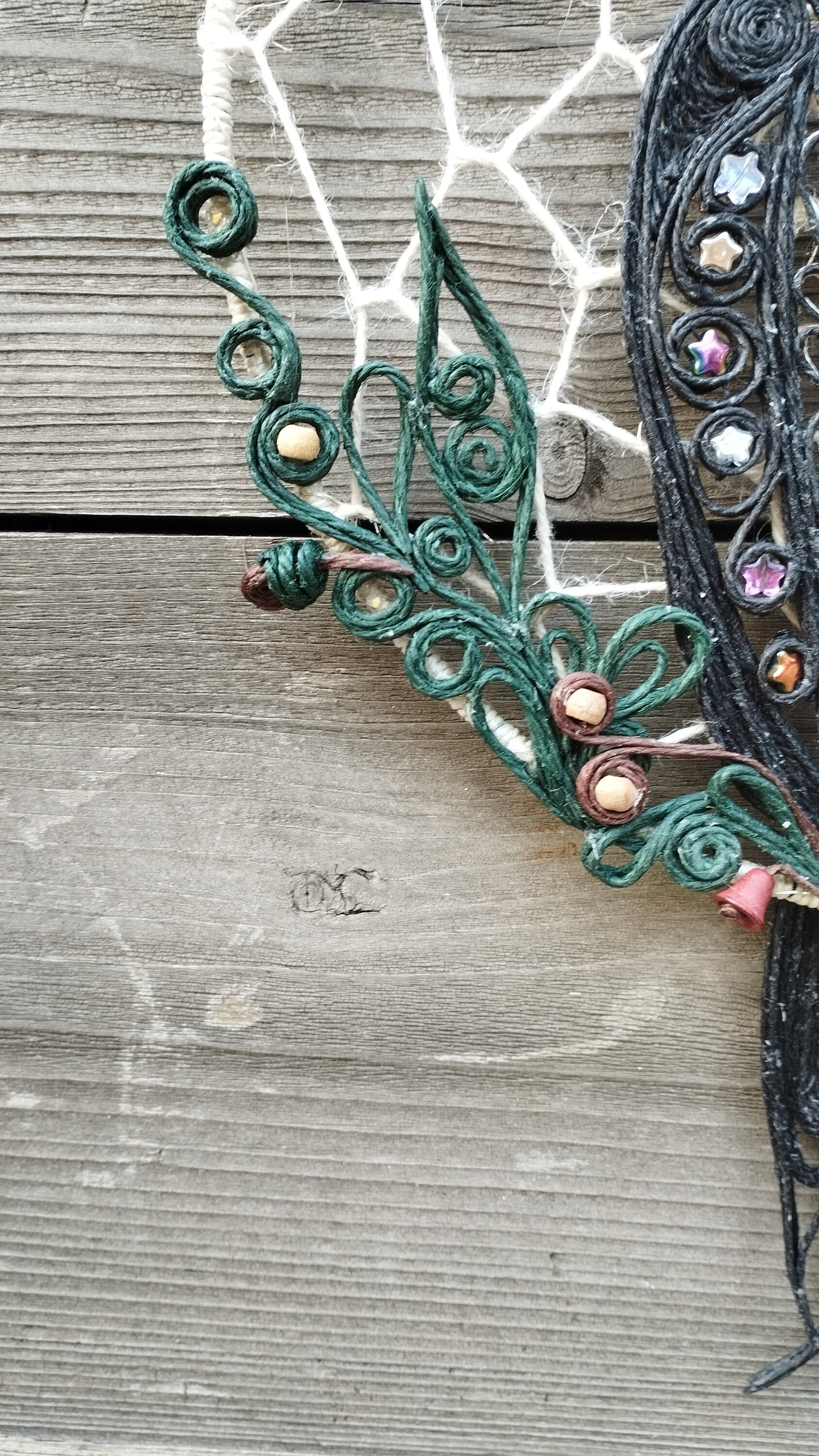 Black Raven Dream Catcher Gloving in the Dark - Handcrafted Jute ...