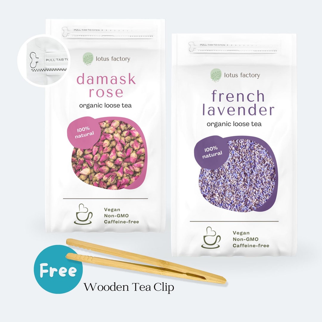 Premium Tea Gift Set With Damask Rosebuds & Pure Lavender Tea and FREE ...