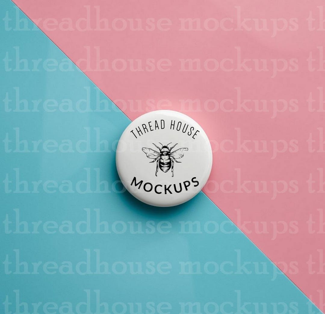 Mockup Pinback Round Pin Button Badge Modern Retro Bright Colors 80's ...