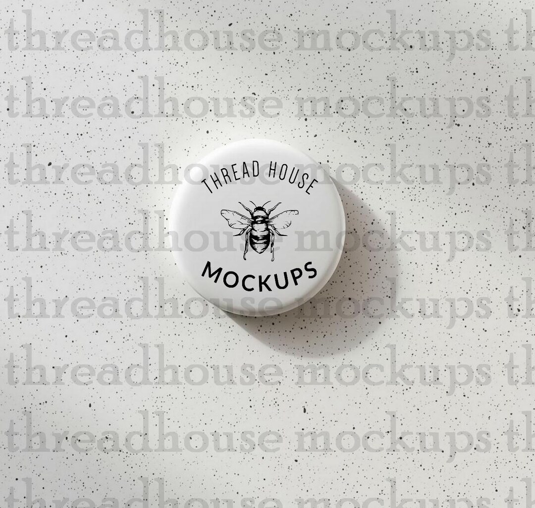 Mockup Pinback Round Pin Button Badge on a Retro Vintage Countertop ...