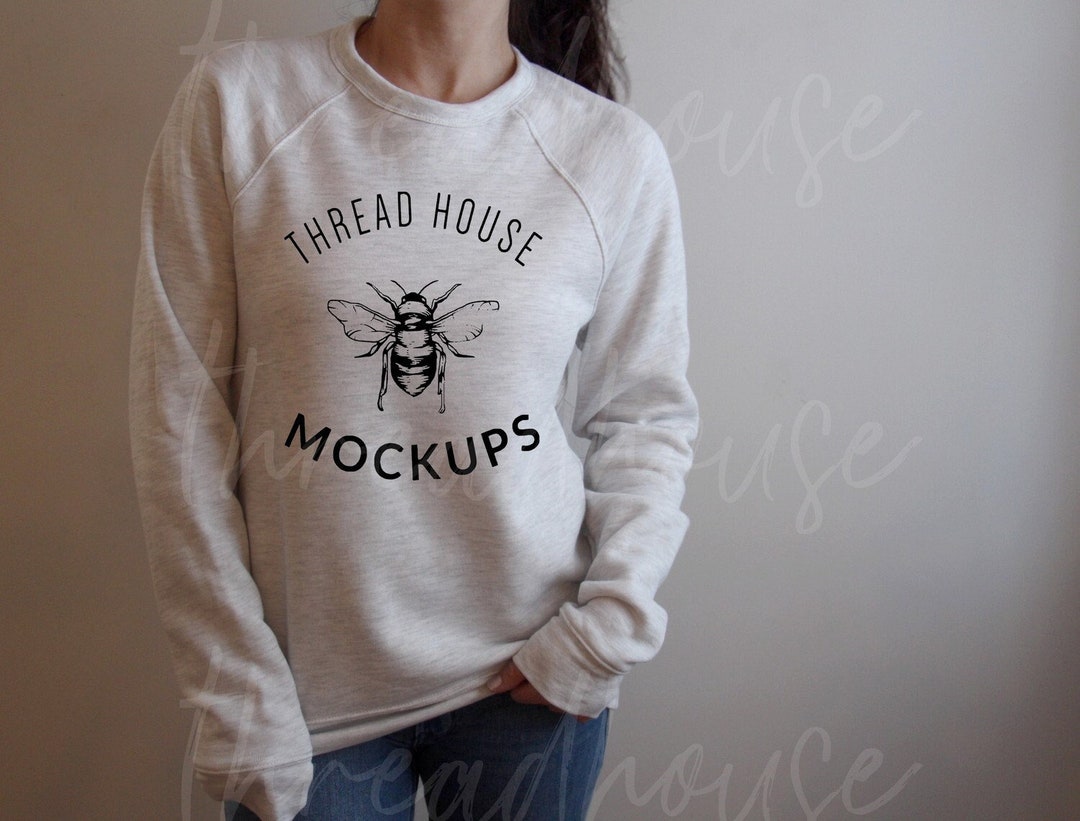Mockup 3901 Ash White Sweatshirt Bella and Canvas Sponge Fleece Unisex ...