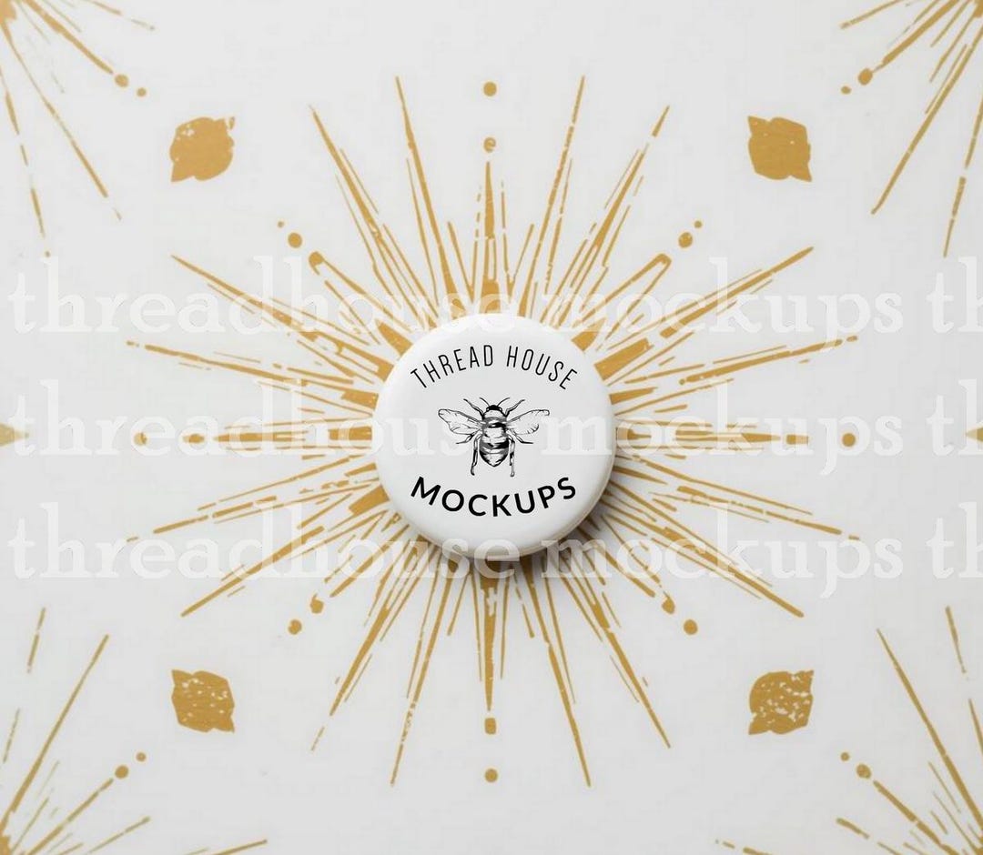 Mockup Pinback Round Pin Button Badge on a Retro Vintage Wallpaper ...