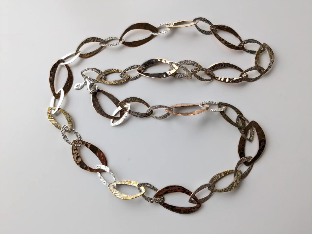 Silpada Splendor 30-inch Sterling-mixed Metal Hammered Oval Link ...