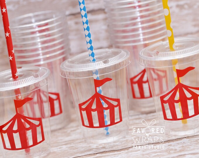 CIRCUS PARTY CUPS Circus Birthday Cups Circus Party Favors Circus Party ...