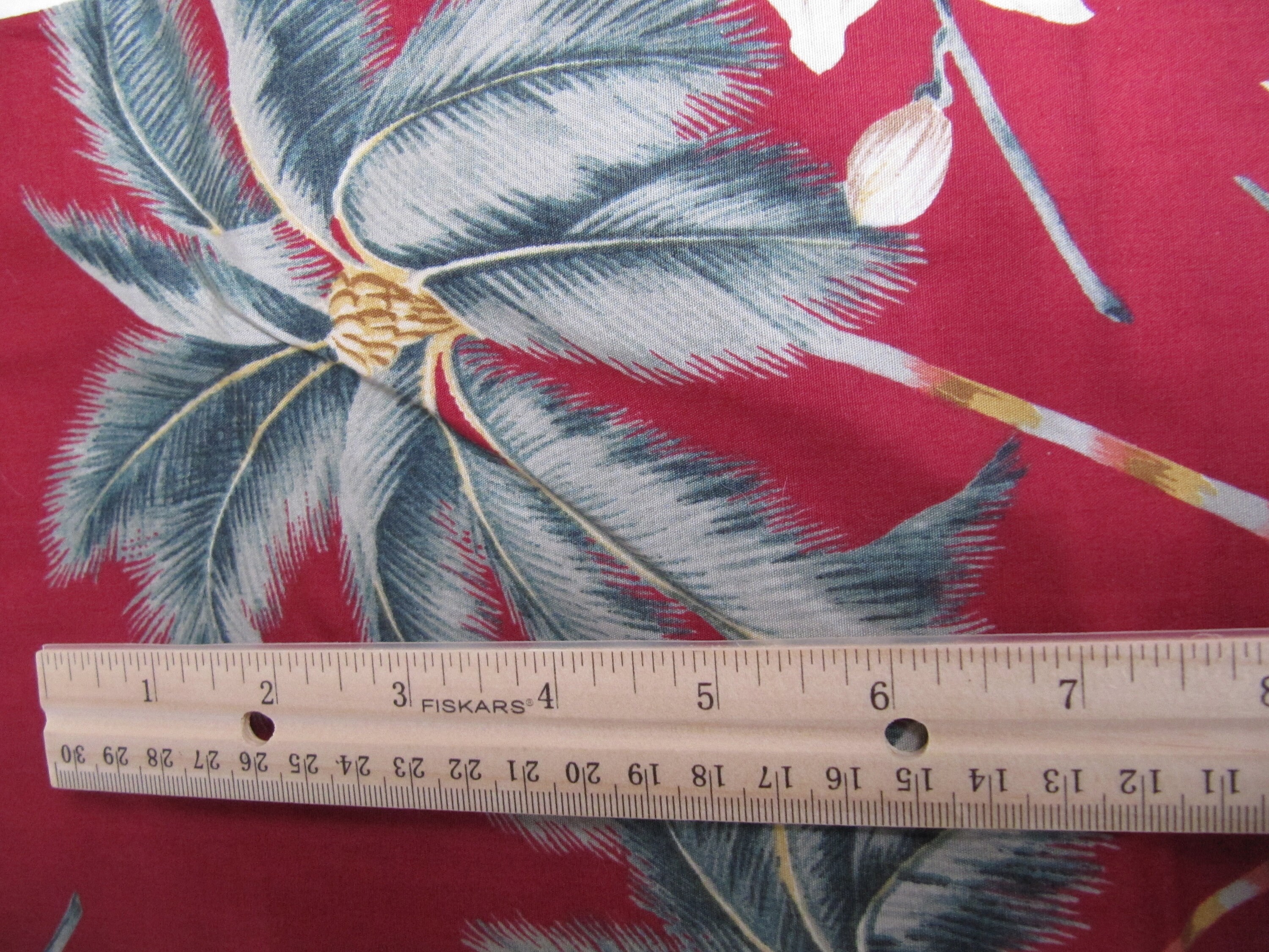 2004 Trendtex Deep Red Hawaiian Fabric With Palm Trees Orchids BTY - Etsy