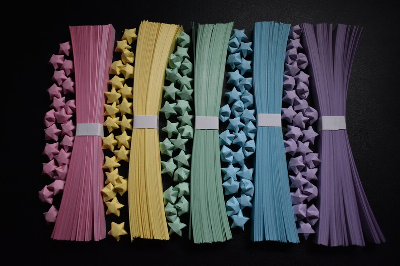100 Origami Star Paper Strips, Pastel Origami Lucky Star, Paper Only, 0 ...