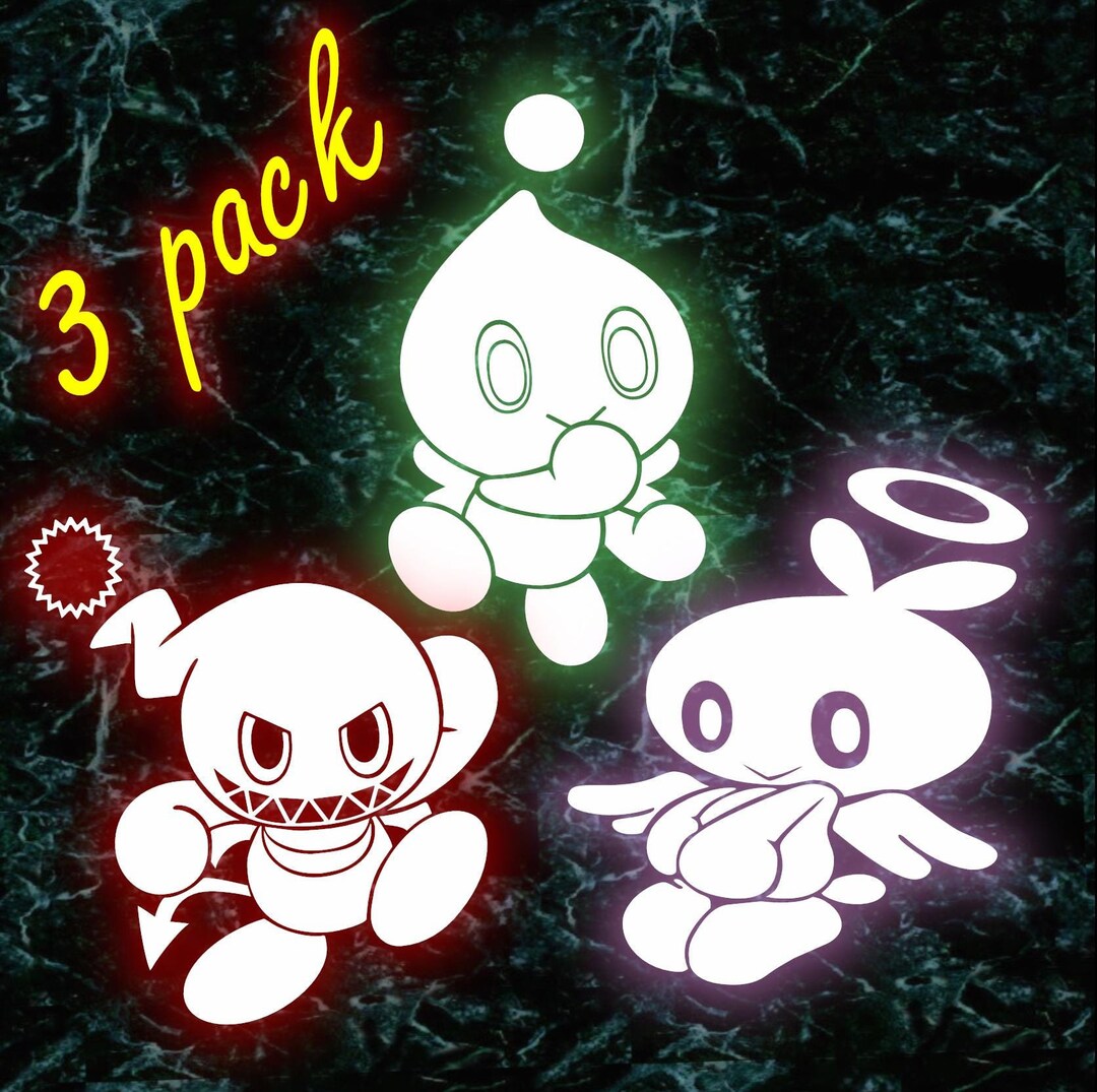 Hero Chao Vinyl Decal Pack, Angel Devil Sonic Stickers (3 PACK) - Etsy