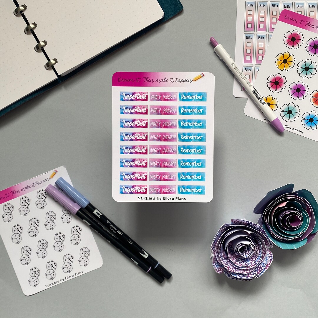 Reminder Heading Planner Stickers Bright Coloured Headings - Etsy UK