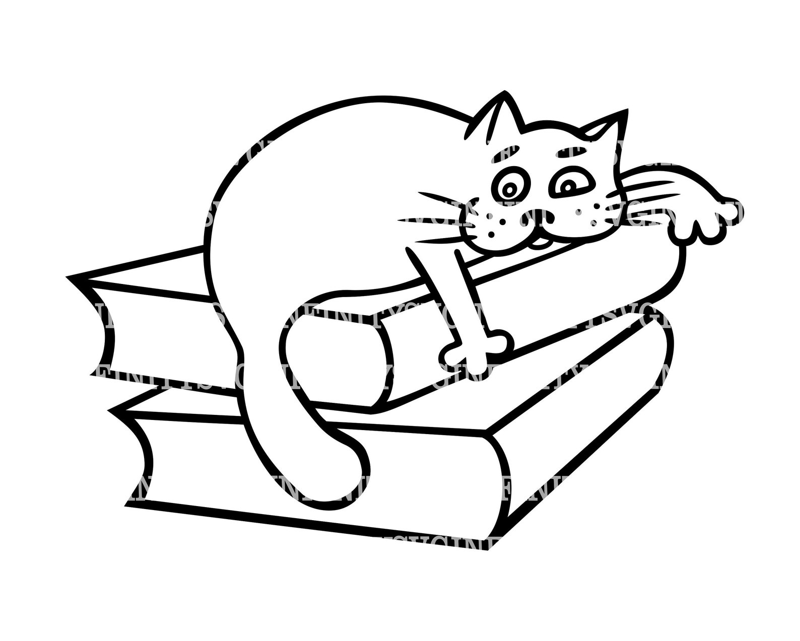 Cat on the Book svg Funny Cat svg Cat Clipart svg Cat | Etsy
