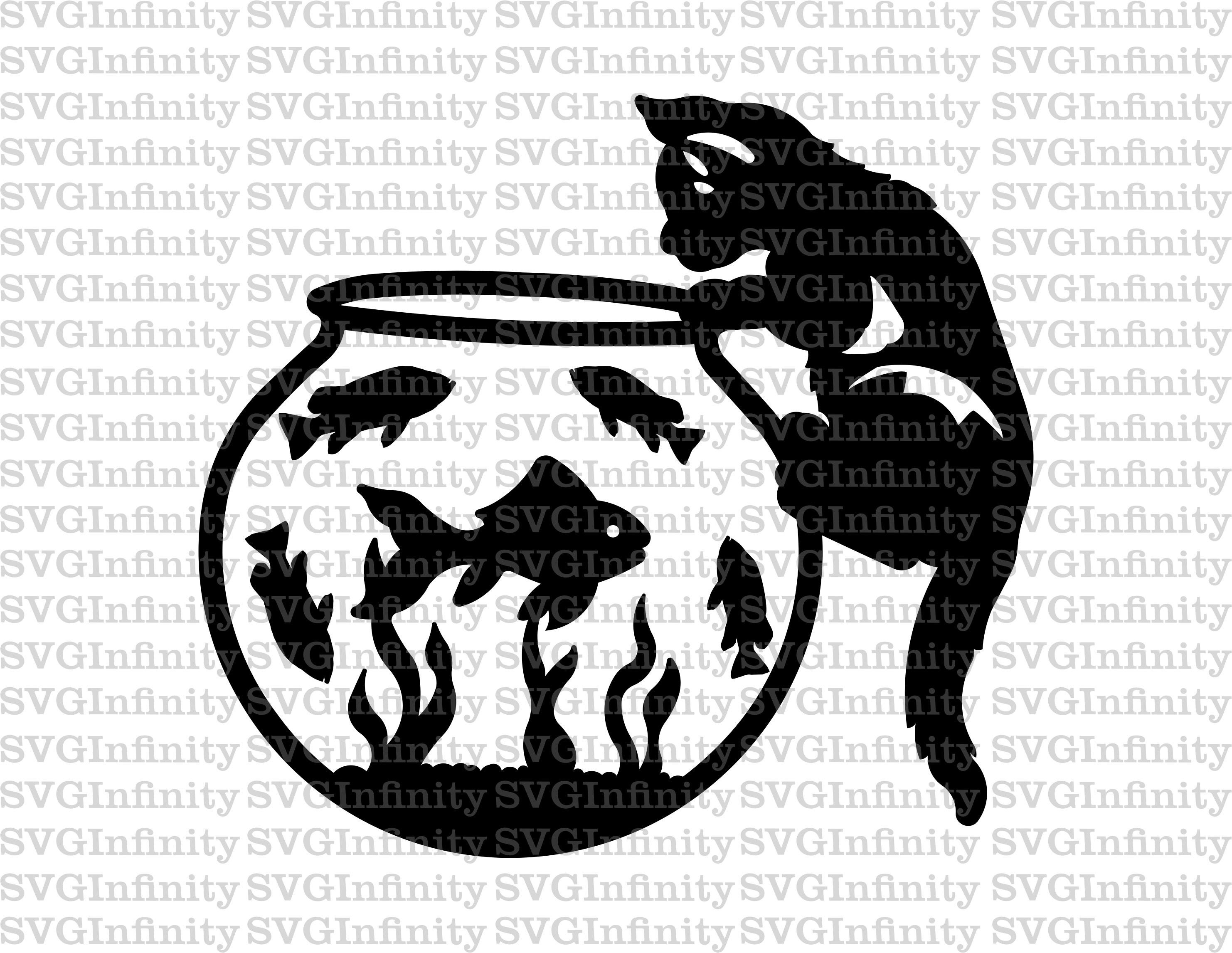 Cat and Aquarium SVG, Fishing Cat SVG, Funny Cat SVG, Cute Cat ...