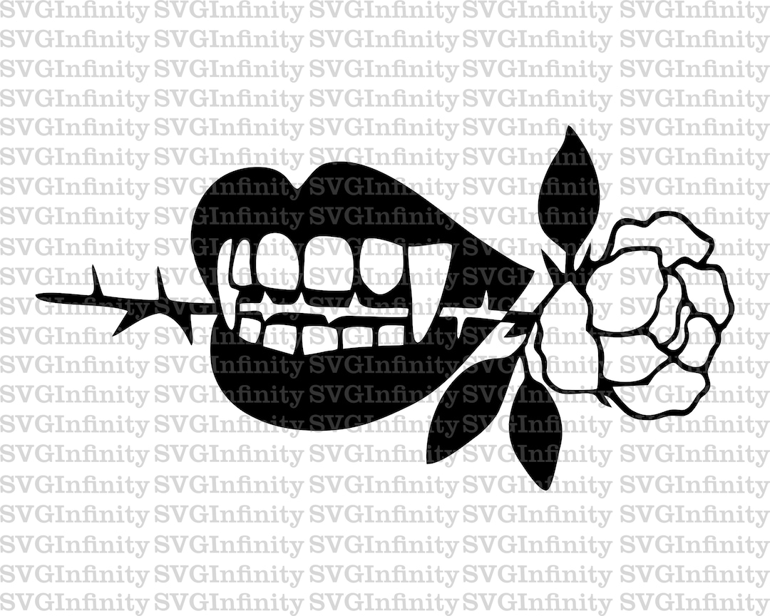 Rose in Teeth SVG, Vampire Bite SVG, Valentine's Day SVG, Lips, Mouth ...