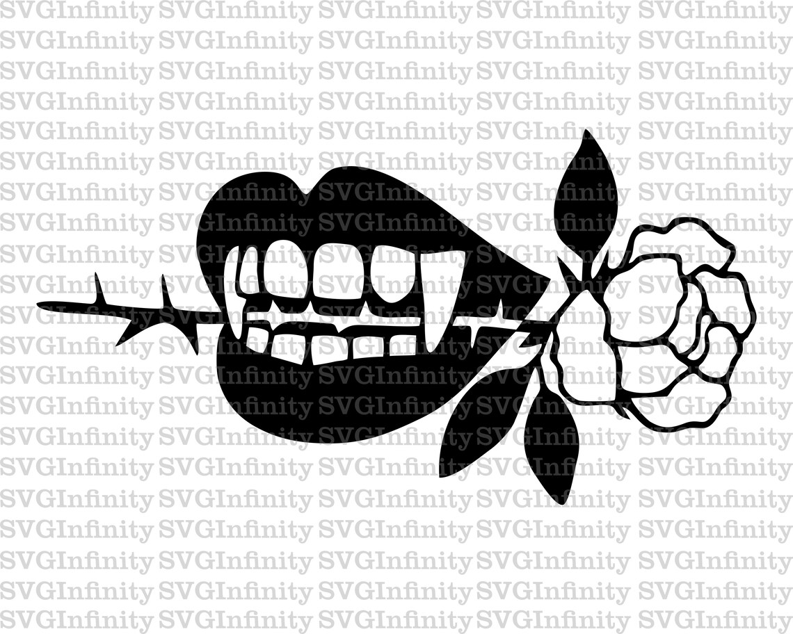 Rose in Teeth SVG, Vampire Bite SVG, Valentine's Day SVG, Lips, Mouth ...