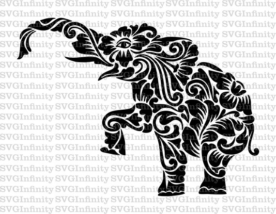 Zentangle Elephant Svg