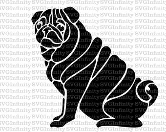 Pug SVG Filepug With Bandana Svgpug Face Svg vector Art - Etsy