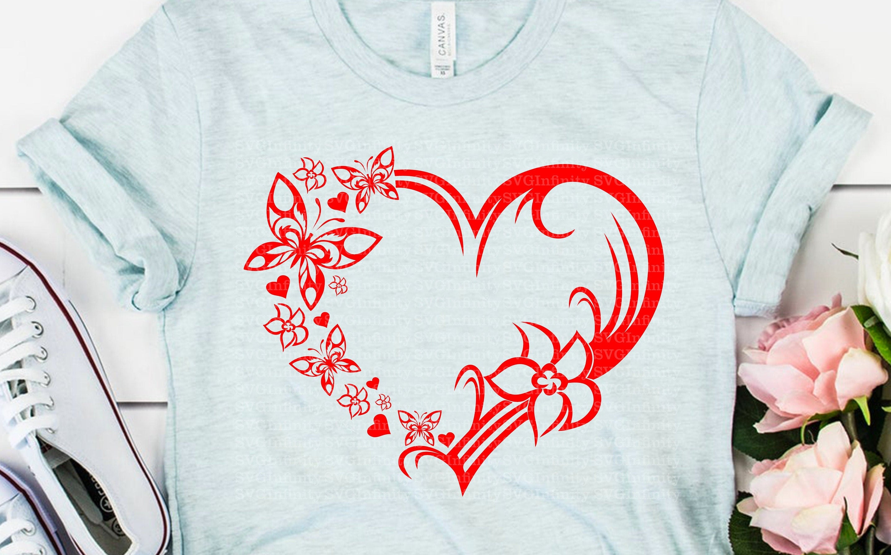 Heart and Butterflies SVG Love Forever SVG Valentine's | Etsy