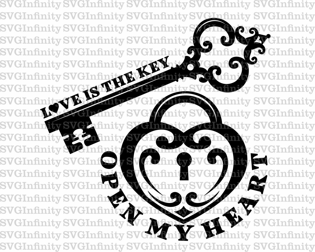 Love is the Key SVG, Happy Valentine's Day SVG, Lock and Key SVG, Open ...