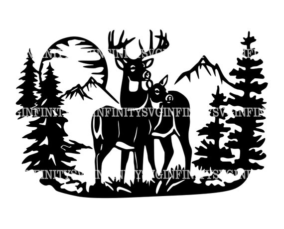Deers and Mountains SVG Deer SVG Wildlife SVG Adventure | Etsy