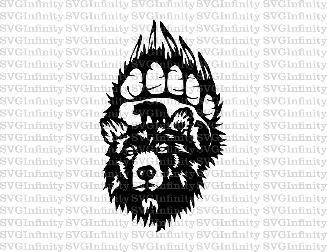 Bear Paw SVG, Bear Face SVG, Bear Silhouette, Bear Clipart, Bear Cricut ...