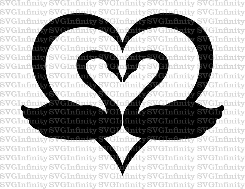 Corazón y Cisnes SVG, Corazones Cisne SVG, Cisnes de Amor, Día de San ...