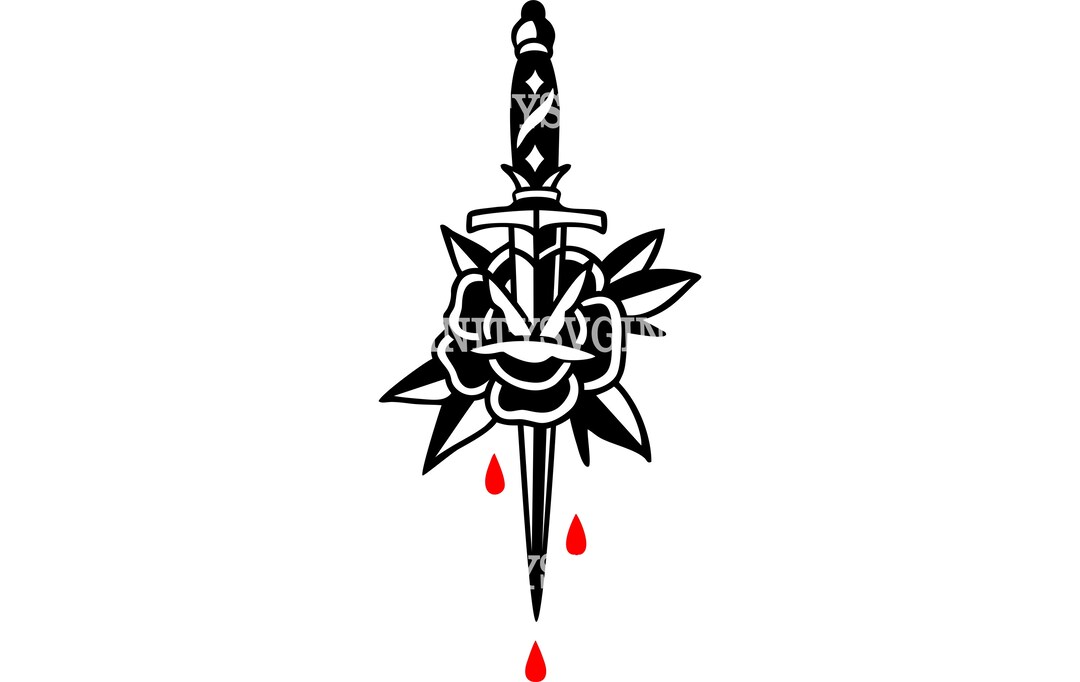 Dagger in Flower SVG, Dagger Clipart SVG, Dirk Clipart, Poniard Clipart ...