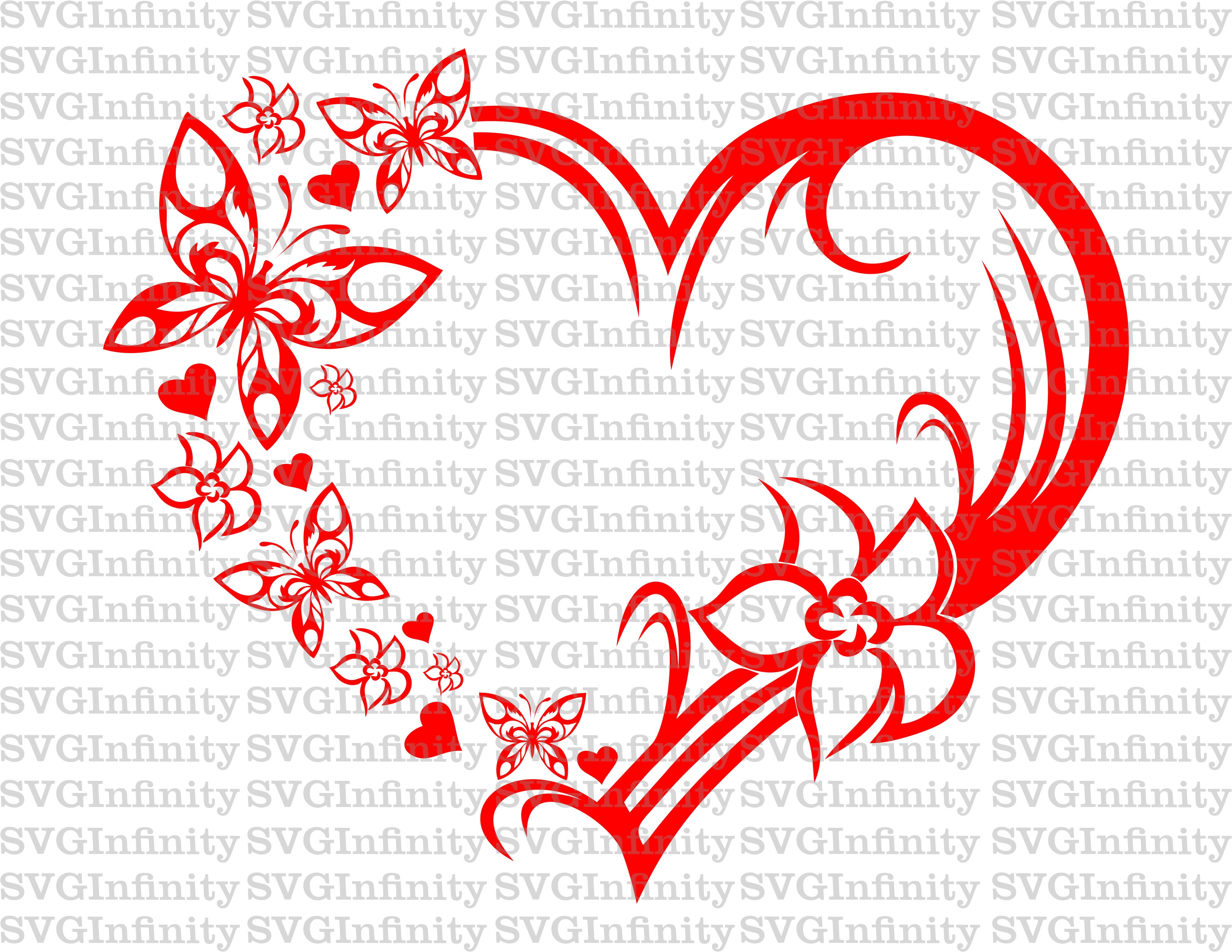 Heart and Butterflies SVG Love Forever SVG Valentine's | Etsy
