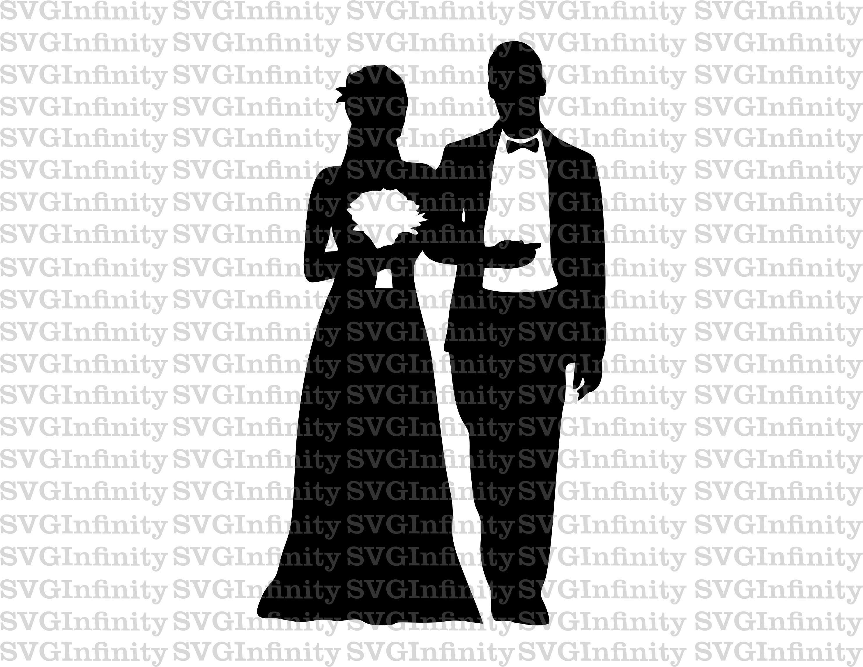 Wedding Couple SVG Bride and Groom Silhouette Just Married | Etsy