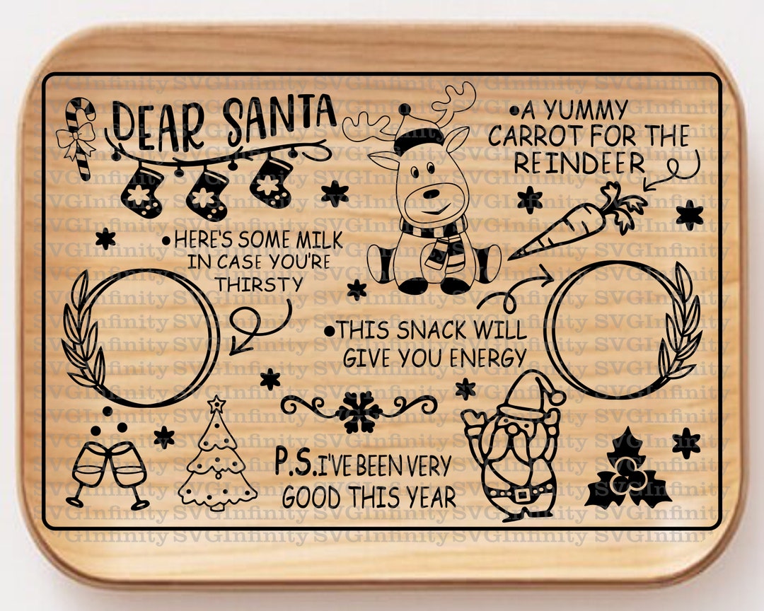 Dear Santa Christmas Tray SVG, Cookies for Santa SVG, Christmas Cutting ...