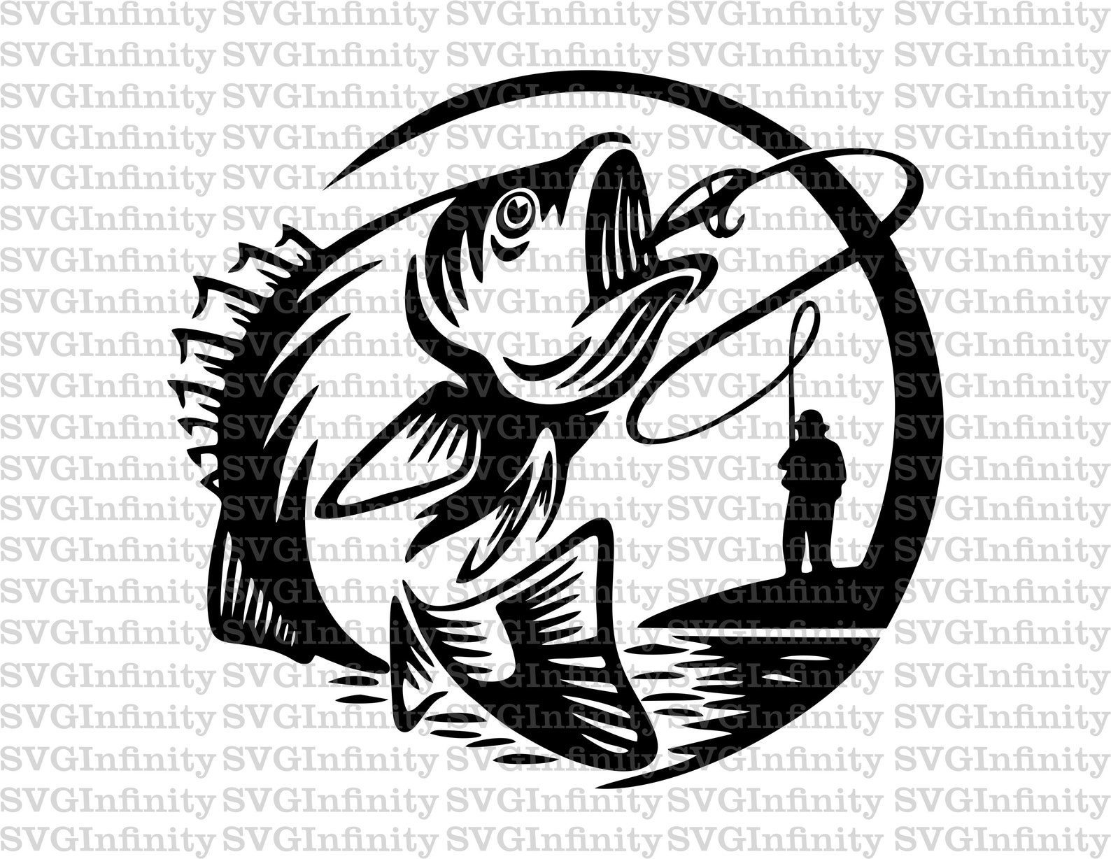 Fisherman SVG Fishing SVG Fisherman Catching Fish SVG | Etsy