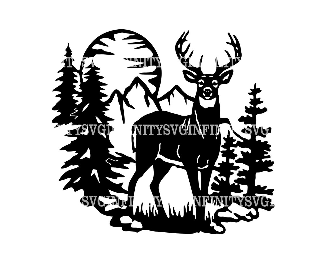 Deer and Mountains SVG Deer SVG Hunting SVG Wildlife - Etsy