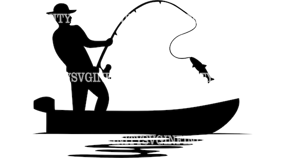 Fisherman SVG Fishing SVG Fisherman Catching Fish SVG | Etsy