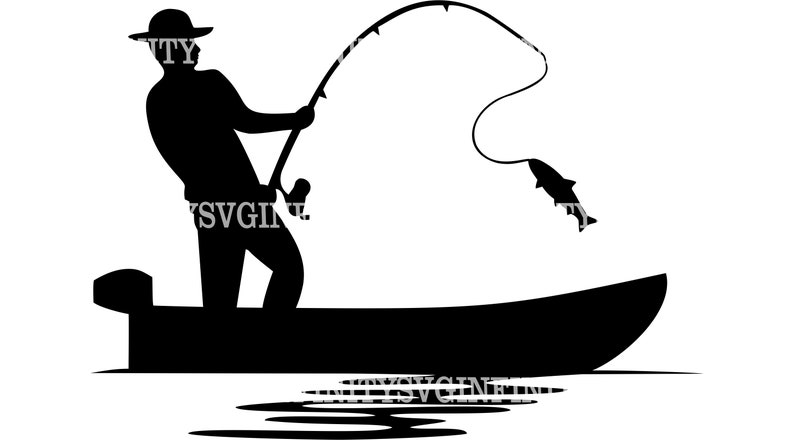 Fisherman SVG, Fishing SVG, Fisherman Catching Fish SVG, Fishing Boat ...