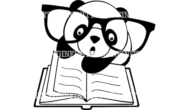 Panda With a Book SVG, Panda Cricut SVG, Book Clipart, Panda Clipart ...