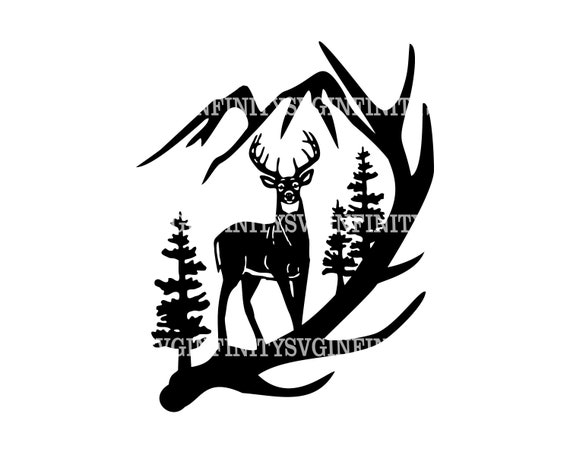 Deer SVG Deer and Mountains SVG Wildlife SVG Adventure Svg | Etsy