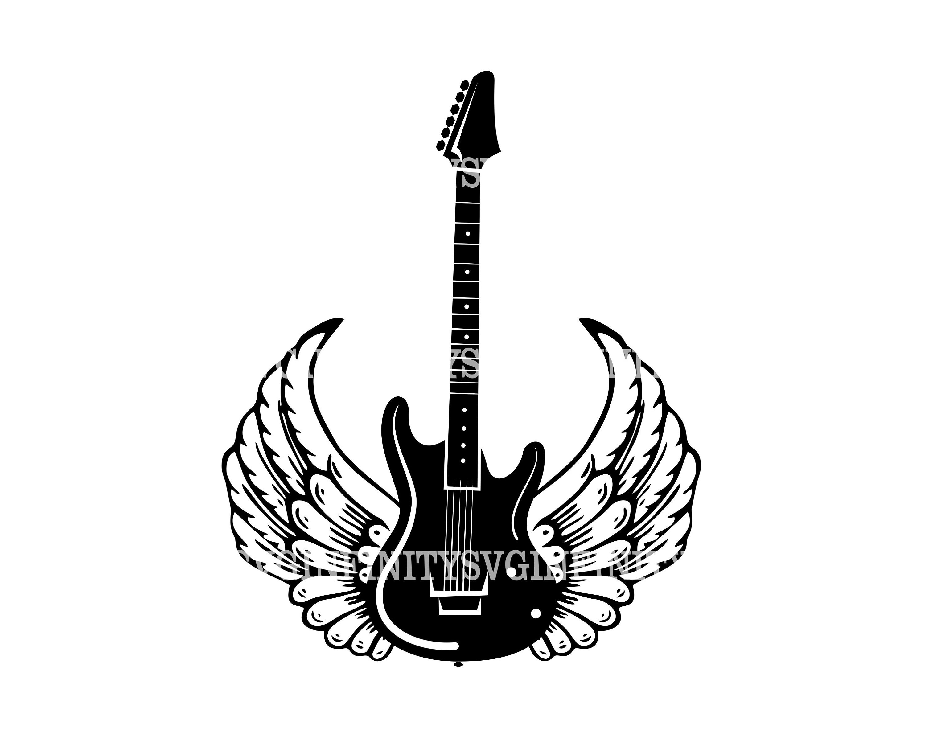 How To Draw A Guitar With Wings