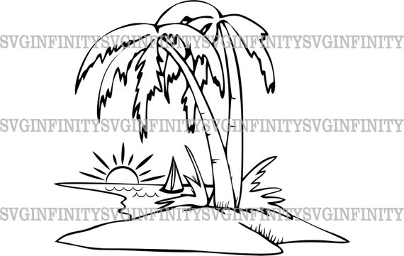 Beach Tropical Palm Trees SVG Summer Palm Trees SVG Sunset - Etsy