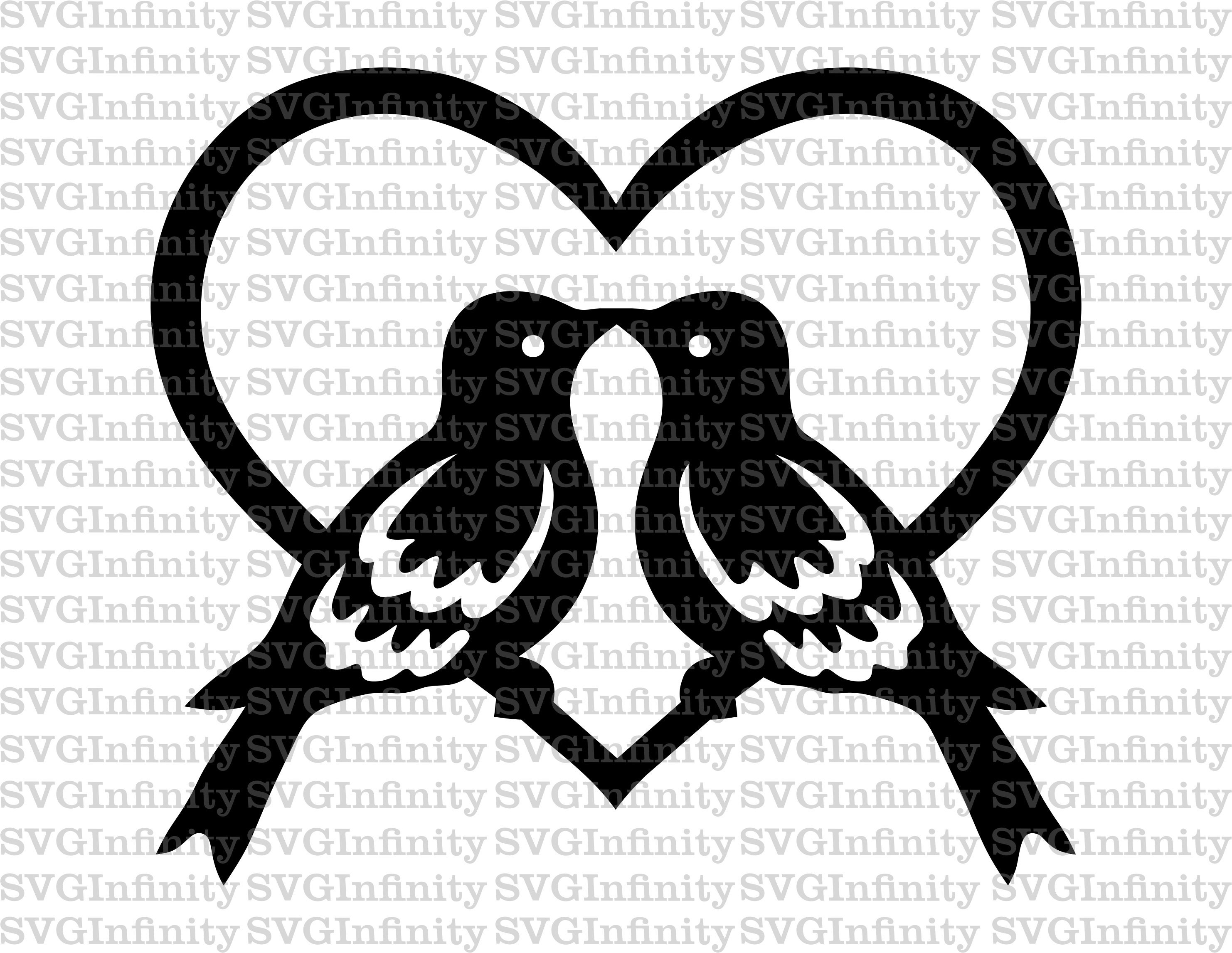 Love Birds Heart Silhouette