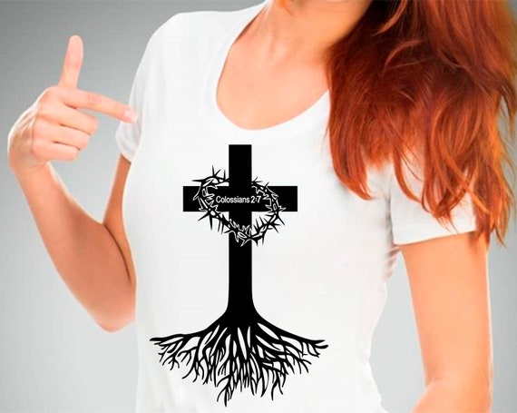 Christian Cross SVG Rooted in Christ SVG Bible Verse SVG | Etsy