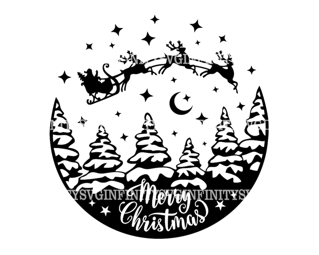 Merry Christmas SVG, Happy New Year SVG, Santa Sleigh With Reindeer ...