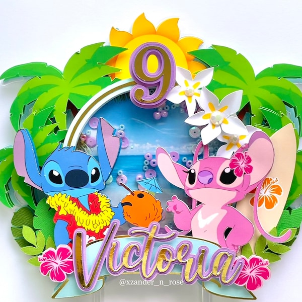Stitch Hawaiian Birthday Cake Topper - Etsy