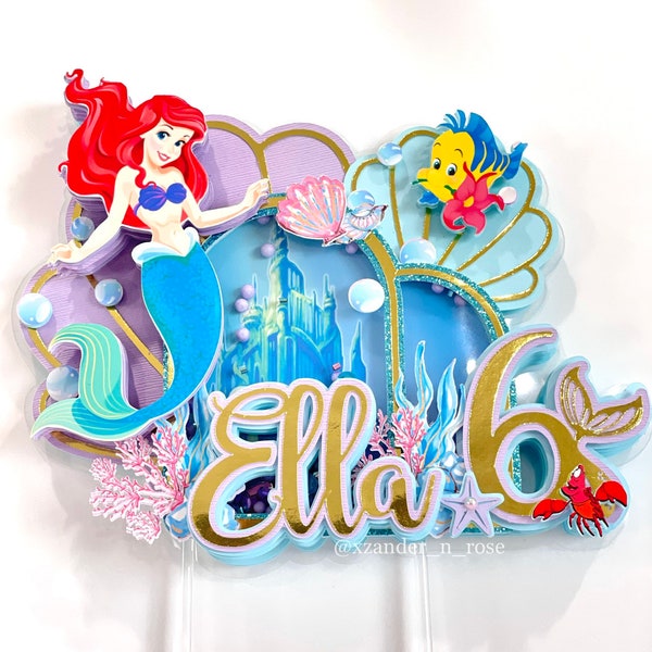 Ariel Little Mermaid Cake Topper - Etsy