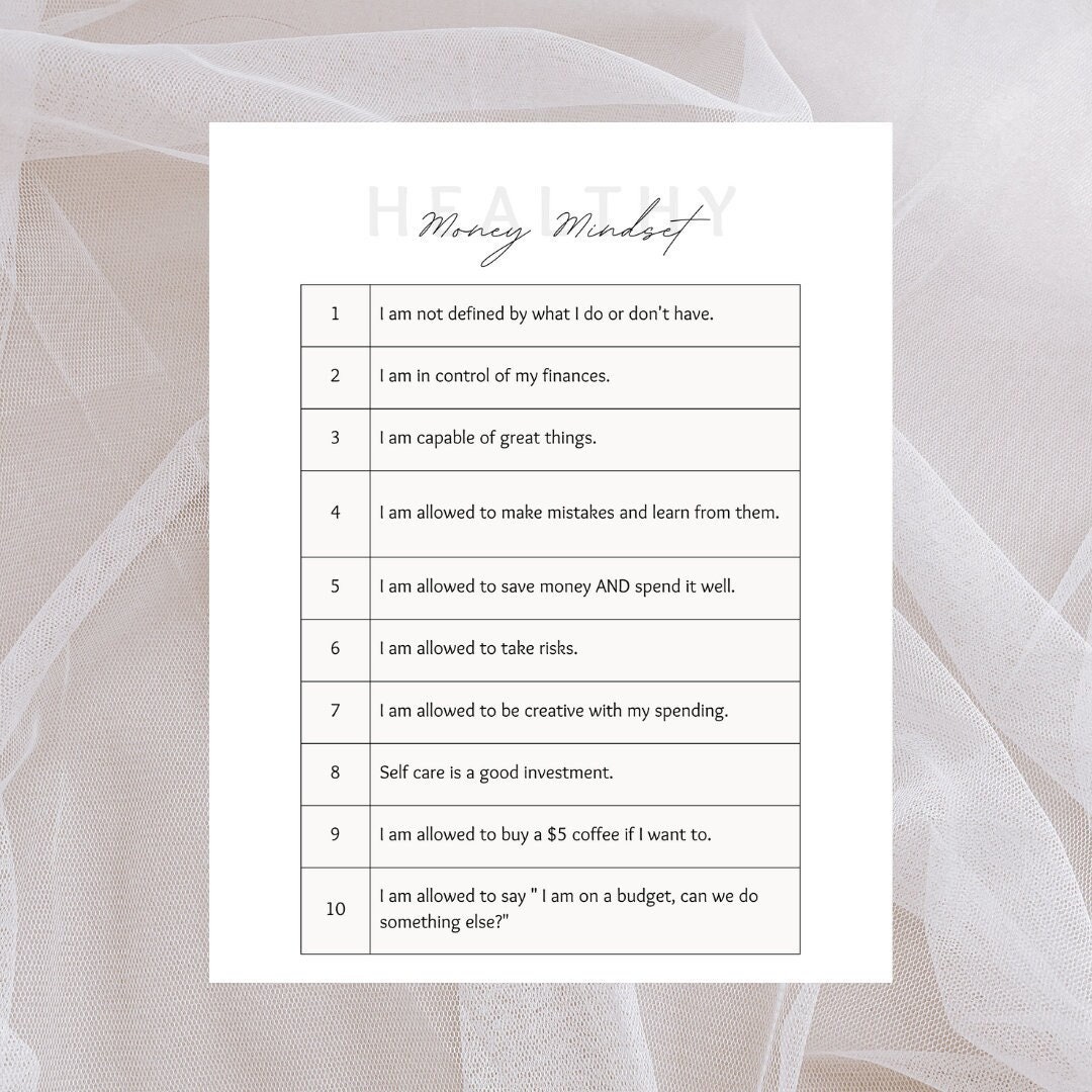HEALTHY MONEY MINDSET- Printable Affirmations - Etsy