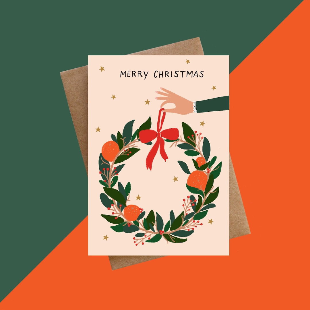 Merry Christmas Greetings Card A6 - Etsy