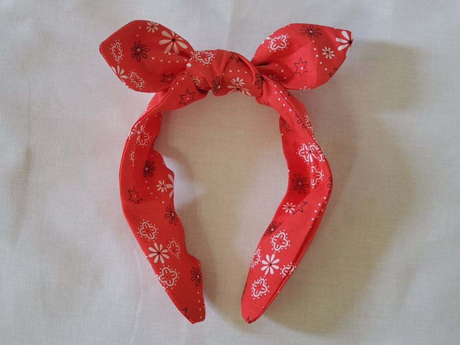 Bandana Knotty Bow Headband Top Knot Headband Salmon Color - Etsy