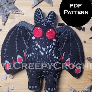 Hand Embroidery Pattern, Mothman Embroidery Pattern, Moth Embroidery ...