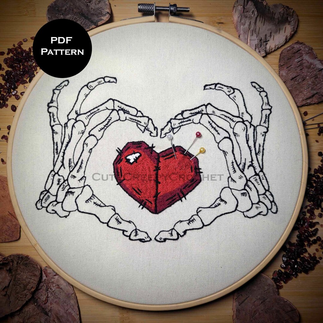 Hand Embroidery Pattern, Skeleton Embroidery Design, Spooky Embroidery ...