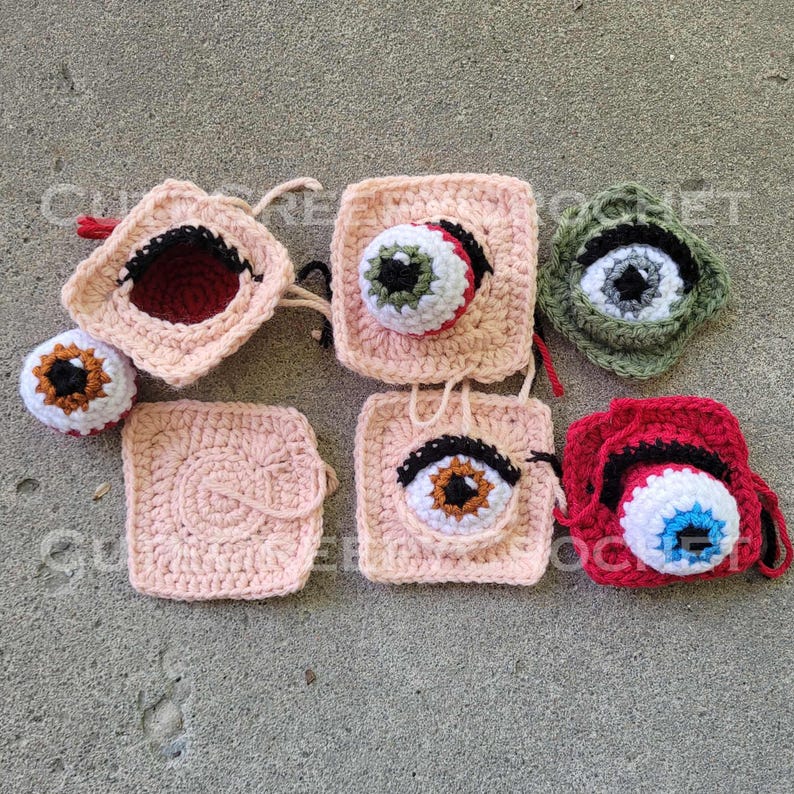 Crochet Pattern, Eye Granny Square Pattern, Eyeball Crochet Pattern ...